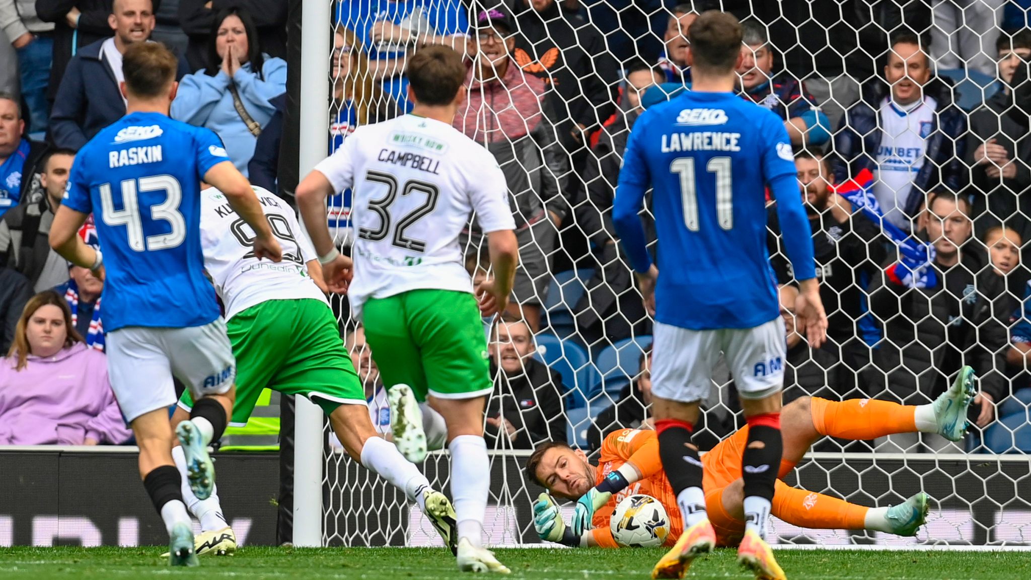 Rangers 1-0 Hibs: Jack Butland's penalty save helps hosts secure ...