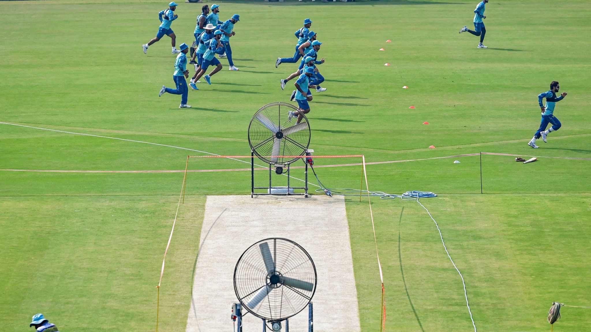 Pakistan vs England: Rawalpindi image shows fans, heaters and windbreaks in use on pitch ahead ...