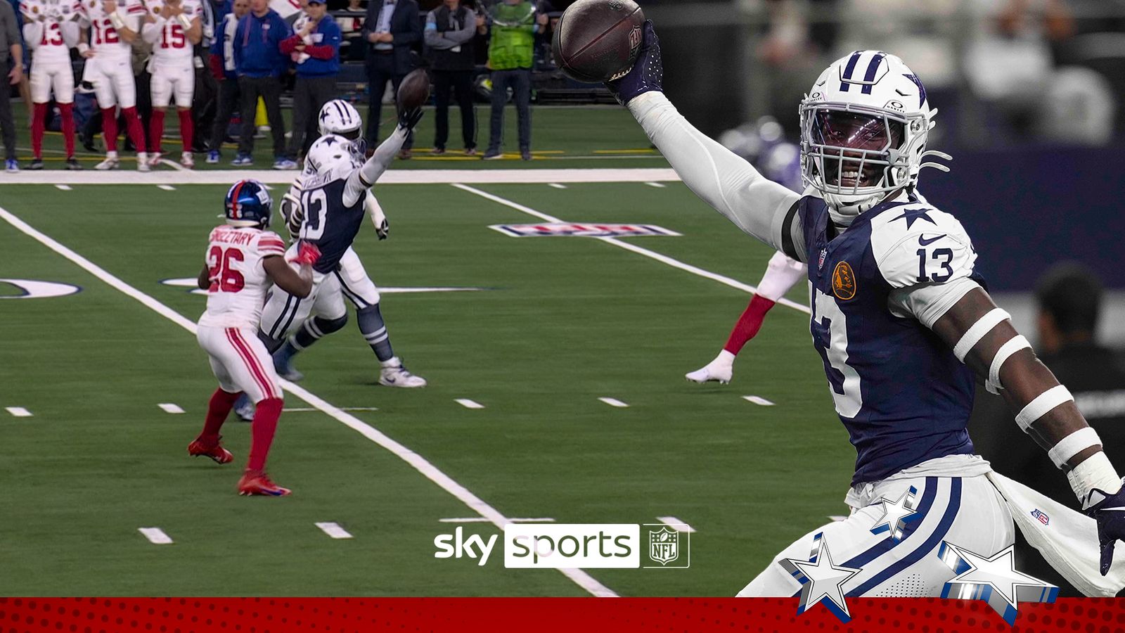 Giants at Cowboys | DeMarvion Overshown catches own tipped pass for ...