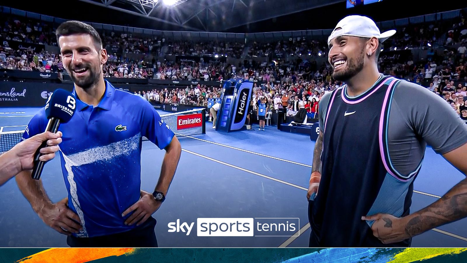 Nick Kyrgios and Novak Djokovic win first doubles match at Brisbane International ahead of ...