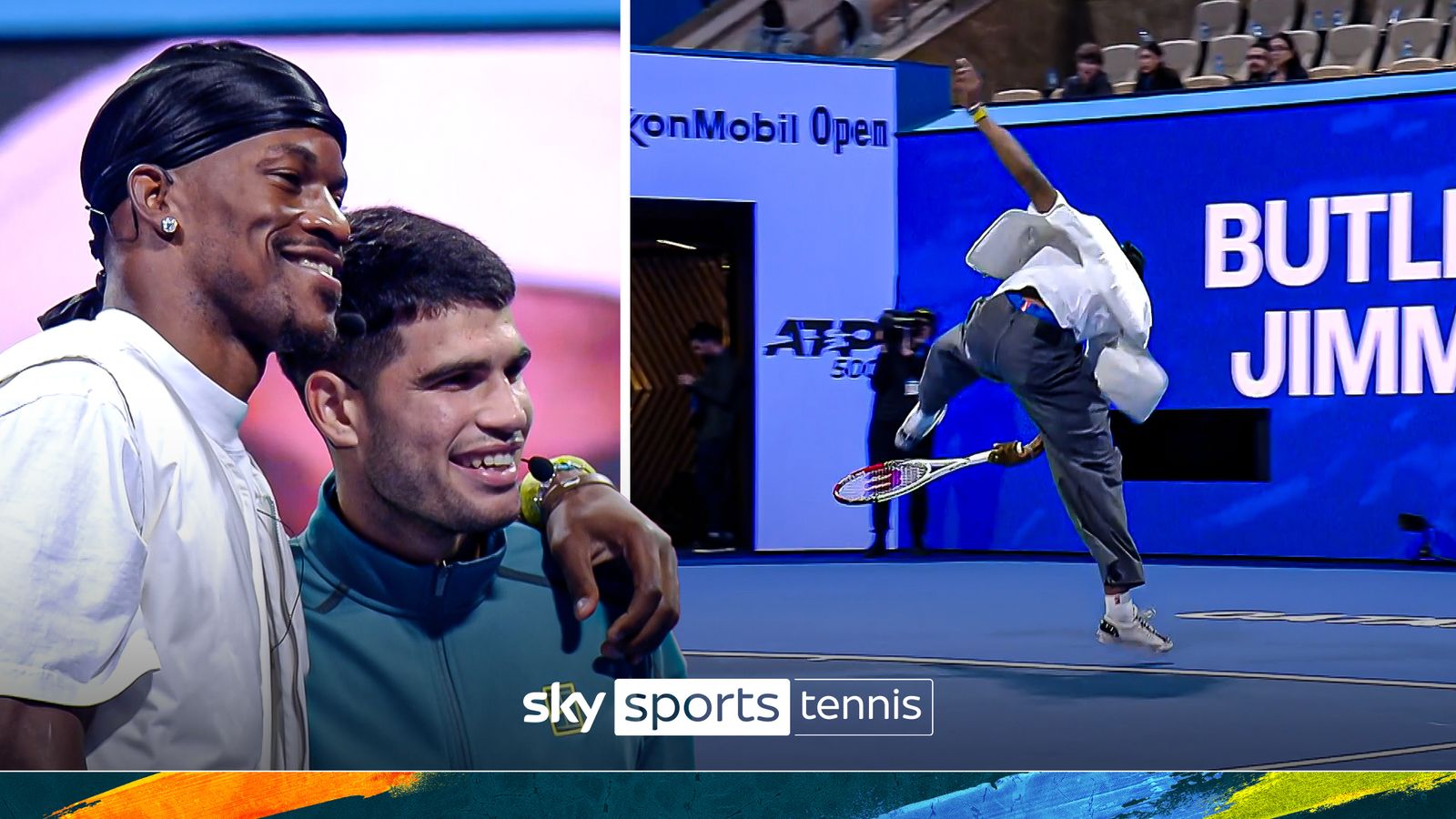 Jimmy Butler joins Carlos Alcaraz on court at Qatar Open and tries a ...