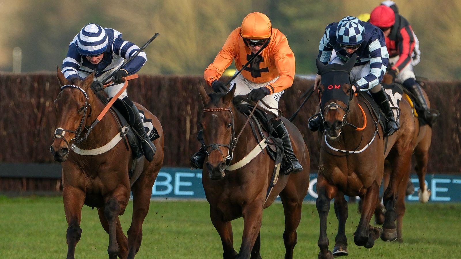 Greatwood Gold Cup: Booster Bob swoops late to land Newbury feature as Grey Dawning wins at ...