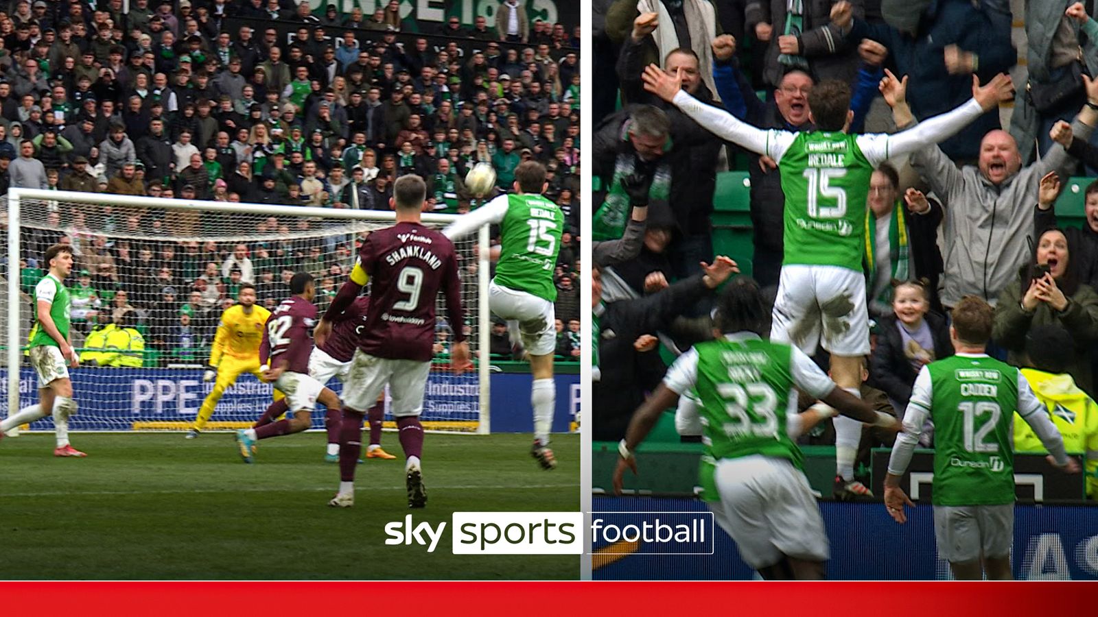 Jack Iredale scores SCREAMER against Hearts at Easter Road to win ...