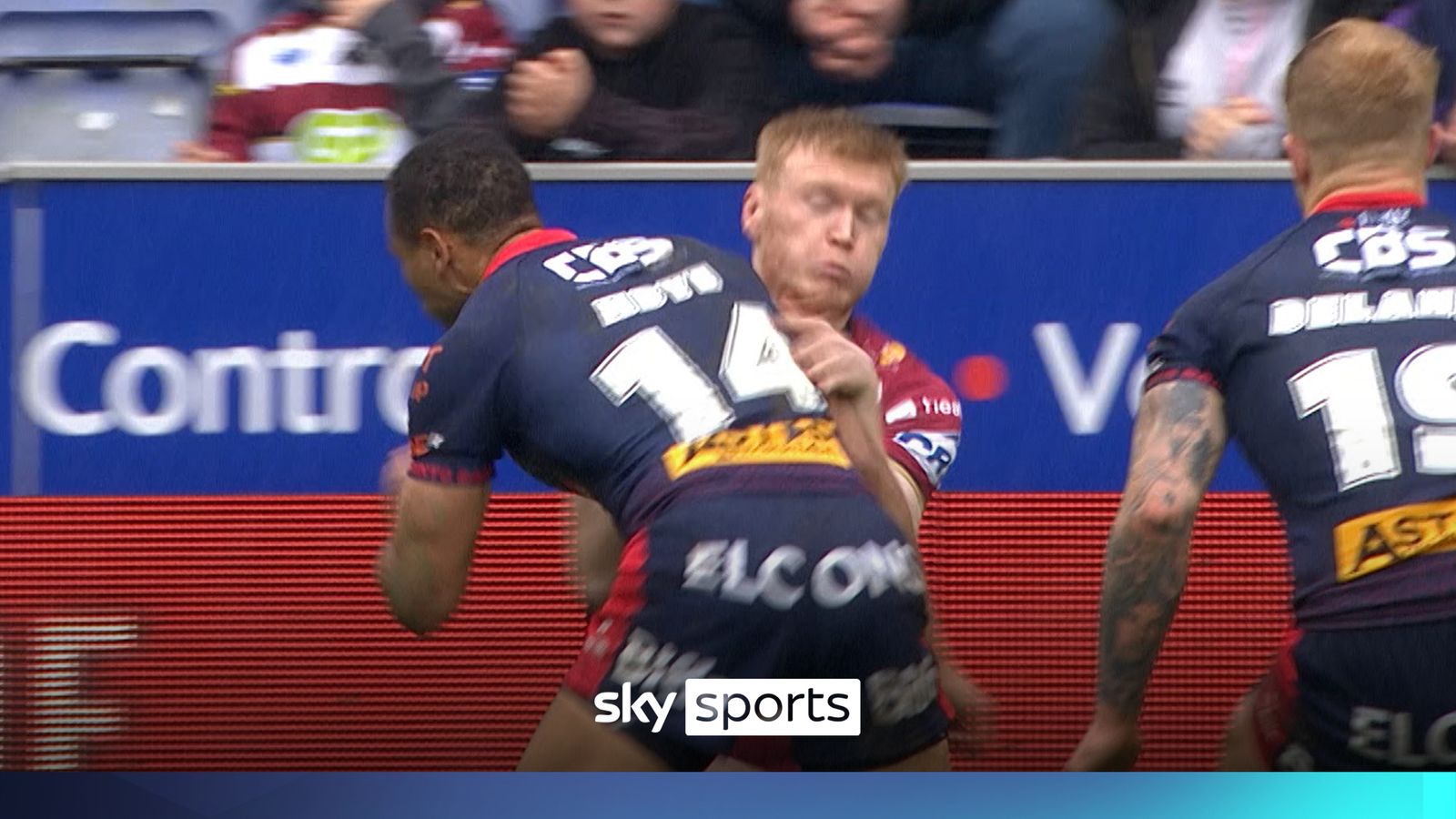 Moses Mbye sin-binned for St Helens for a crunching tackle on Wigan's ...