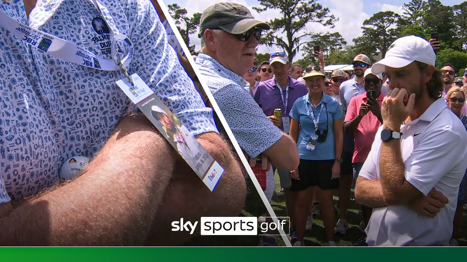 PGA Tour: Tommy Fleetwood's ball bizarrely lands in spectator's folded arms at RBC Heritage 2025 ...