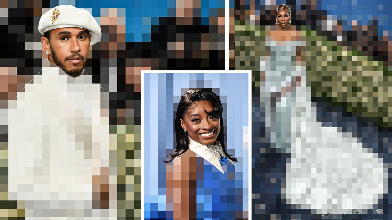 Lewis Hamilton, Serena Williams, Venus Williams and Simone Biles attend ...