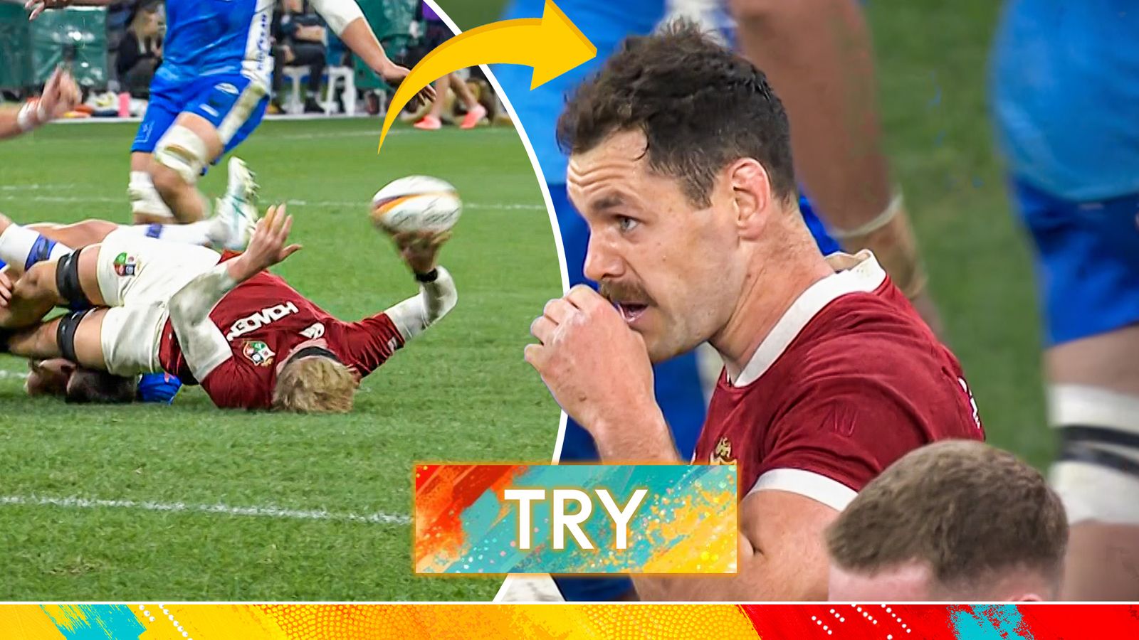 British & Irish Lions: Henry Pollock's classy pass sets up Tomos ...