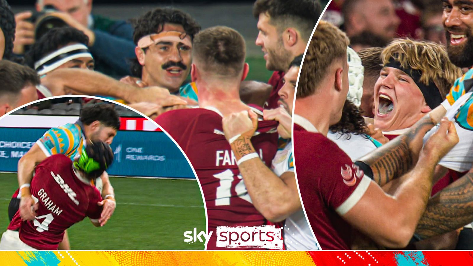 Owen Farrell at the heart of Lions scuffle after big First Nations & Pasifika XV hit! | Rugby ...