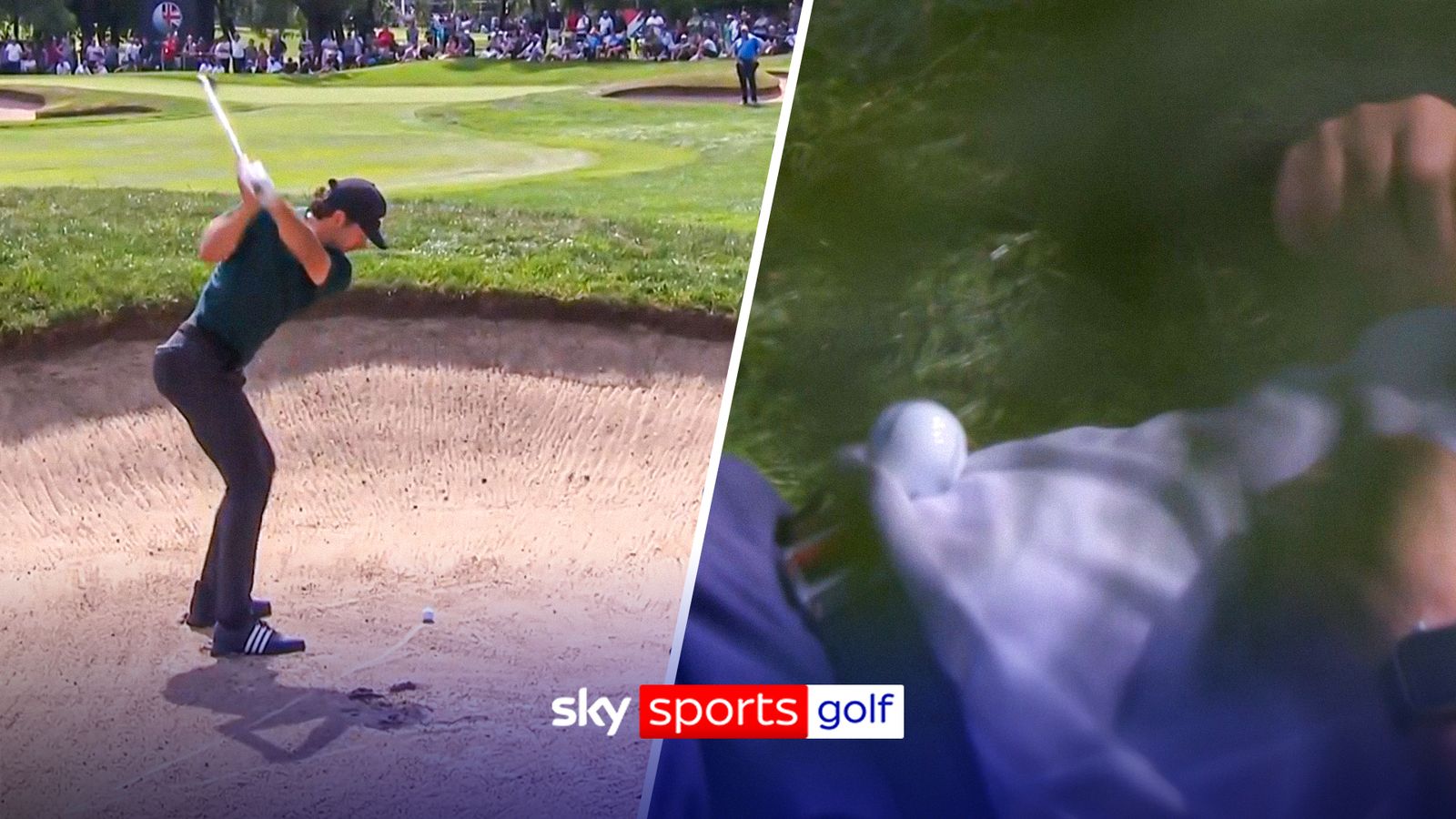 British Masters: Marco Penge's bunker shot lands on spectator's stomach ...
