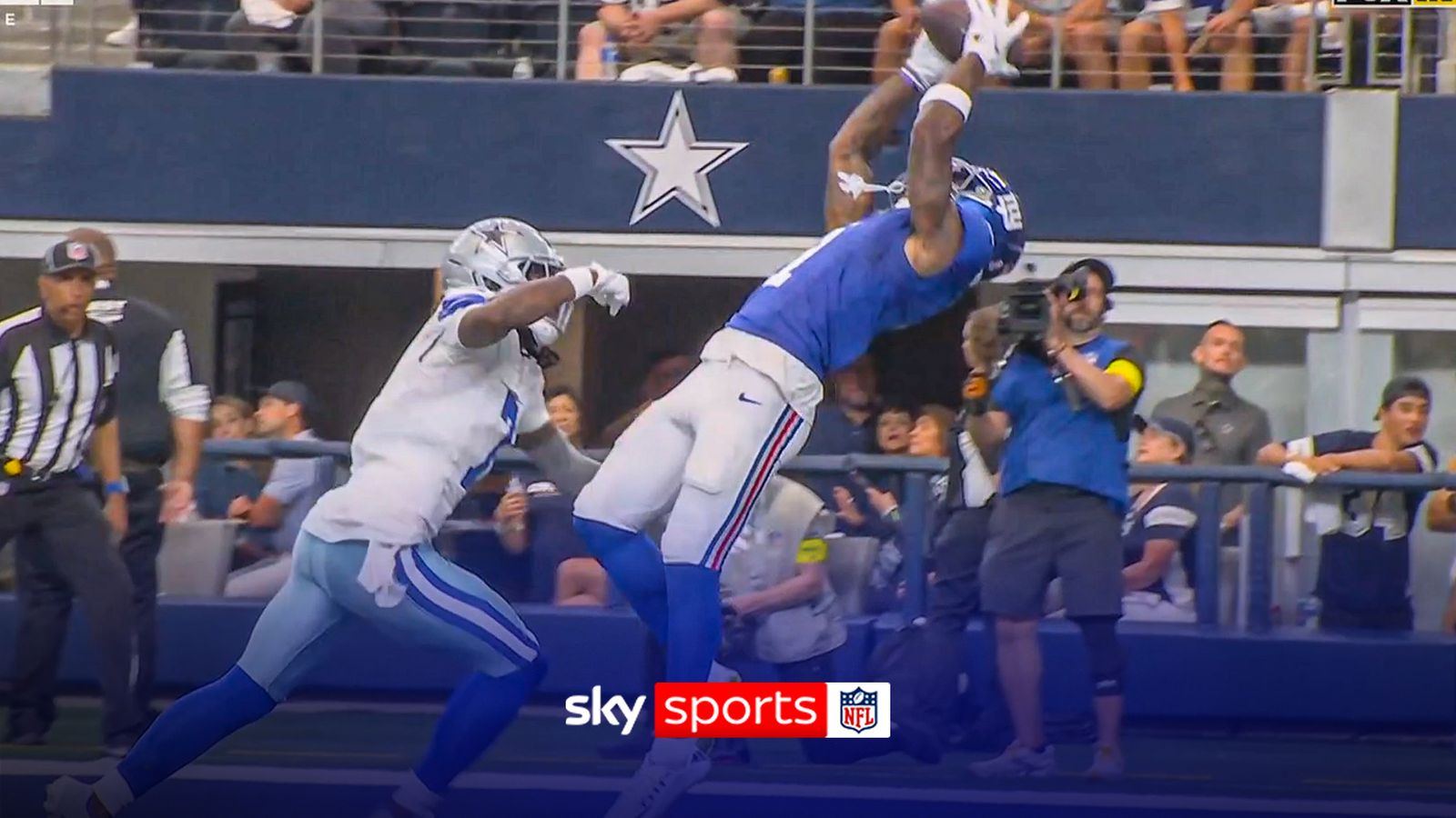 Giants vs Cowboys: Malik Nabers stretches to make spectacular catch for TD! | NFL News | Sky Sports