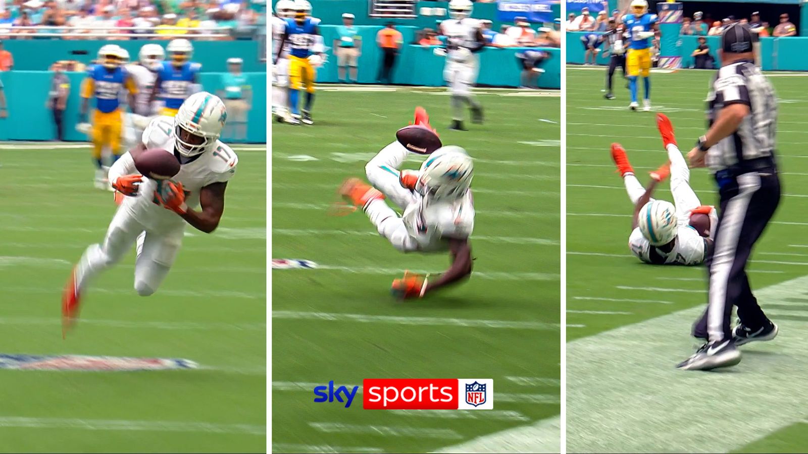 Los Angeles Chargers @ Miami Dolphins | Jaylen Waddle keeps hold of ...