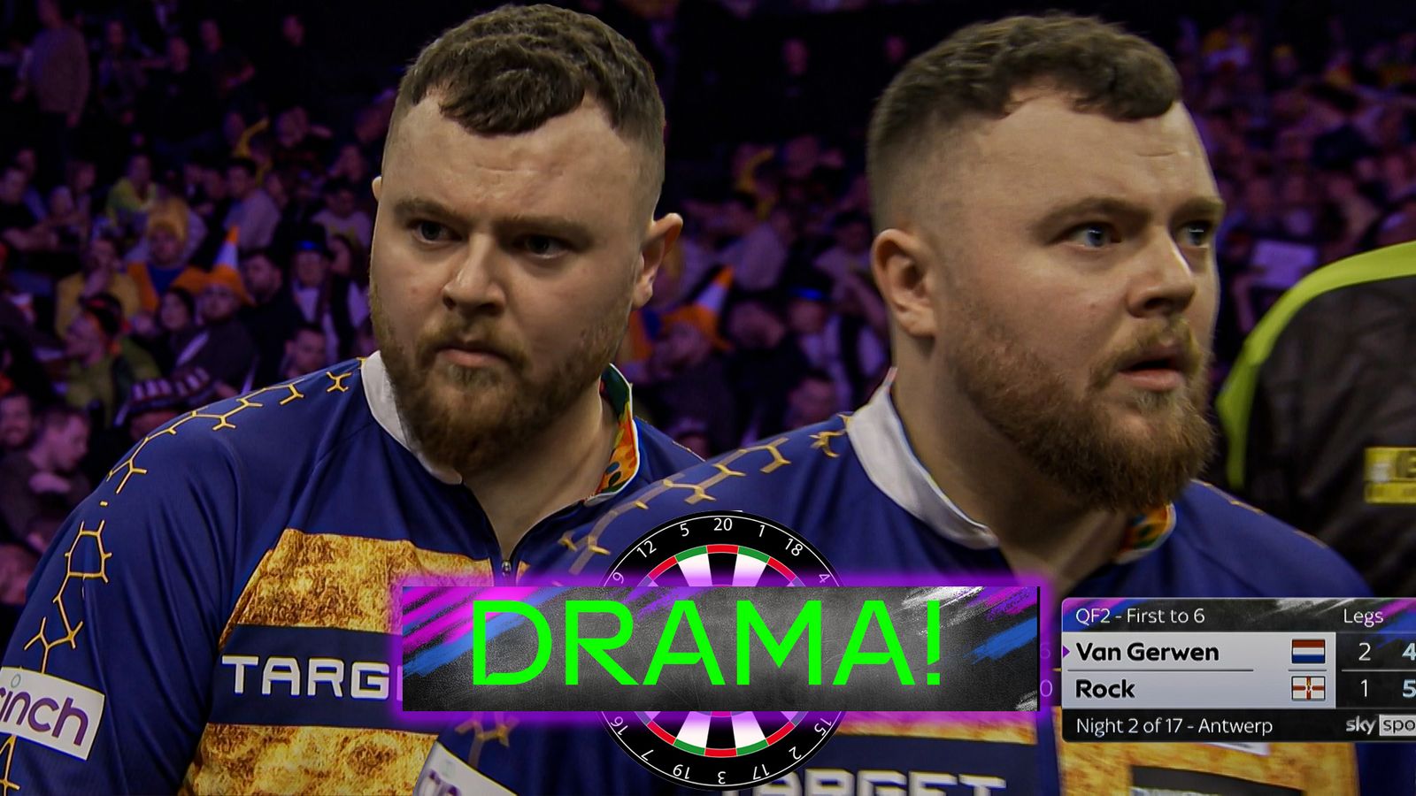 Premier League Darts: Josh Rock misses tops by miles to allow MVG break ...