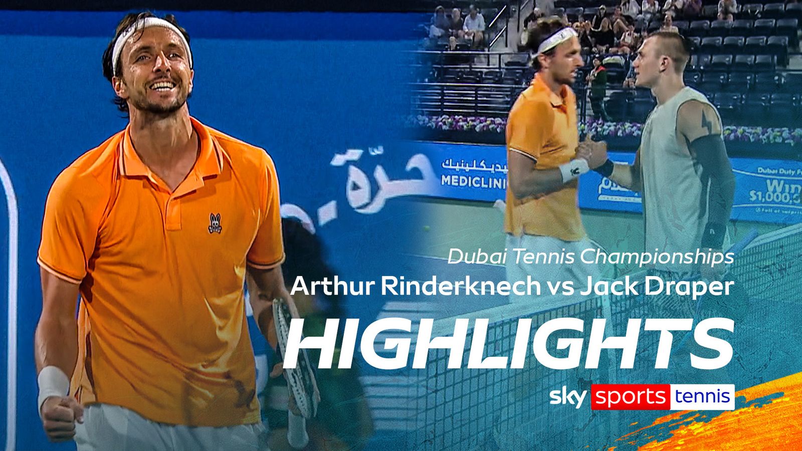 Arthur Rinderknech vs Jack Draper | Dubai Tennis Championships ...